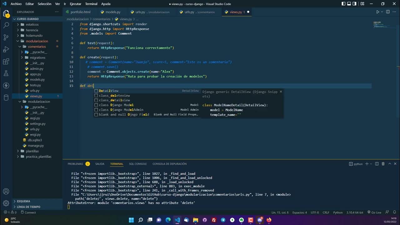 19 creacion y borrado de datos - Curso Django - OpenBootcamp - YouTube