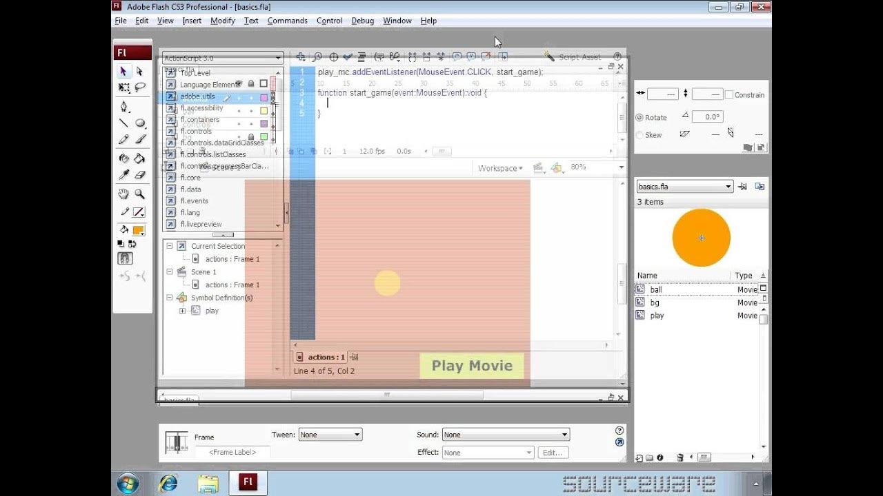 ActionScript 3.0 Basics Tutorial for Absolute Beginners - Part 1/3 ...