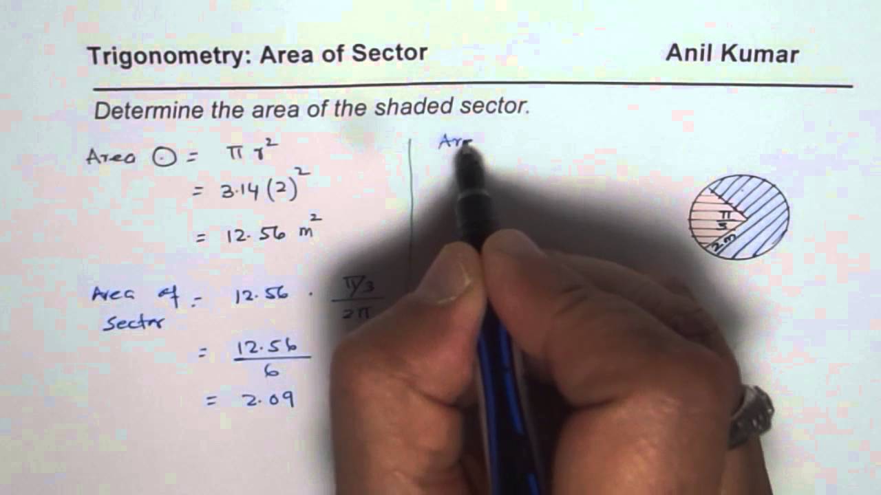 Find Area of the Sector of Given Central Angles - YouTube