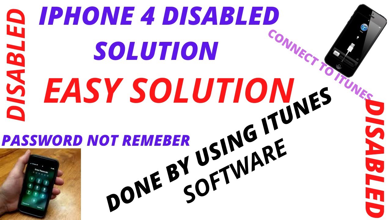 IPHONE 4 DISABLED SOLUTION USING ITUNES - YouTube