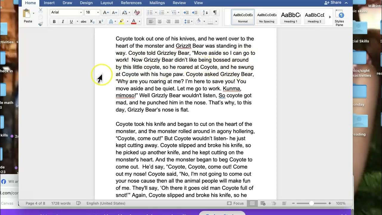 Coyote and the Monster Wit and Wisdom Module 1 Lesson 9 - YouTube