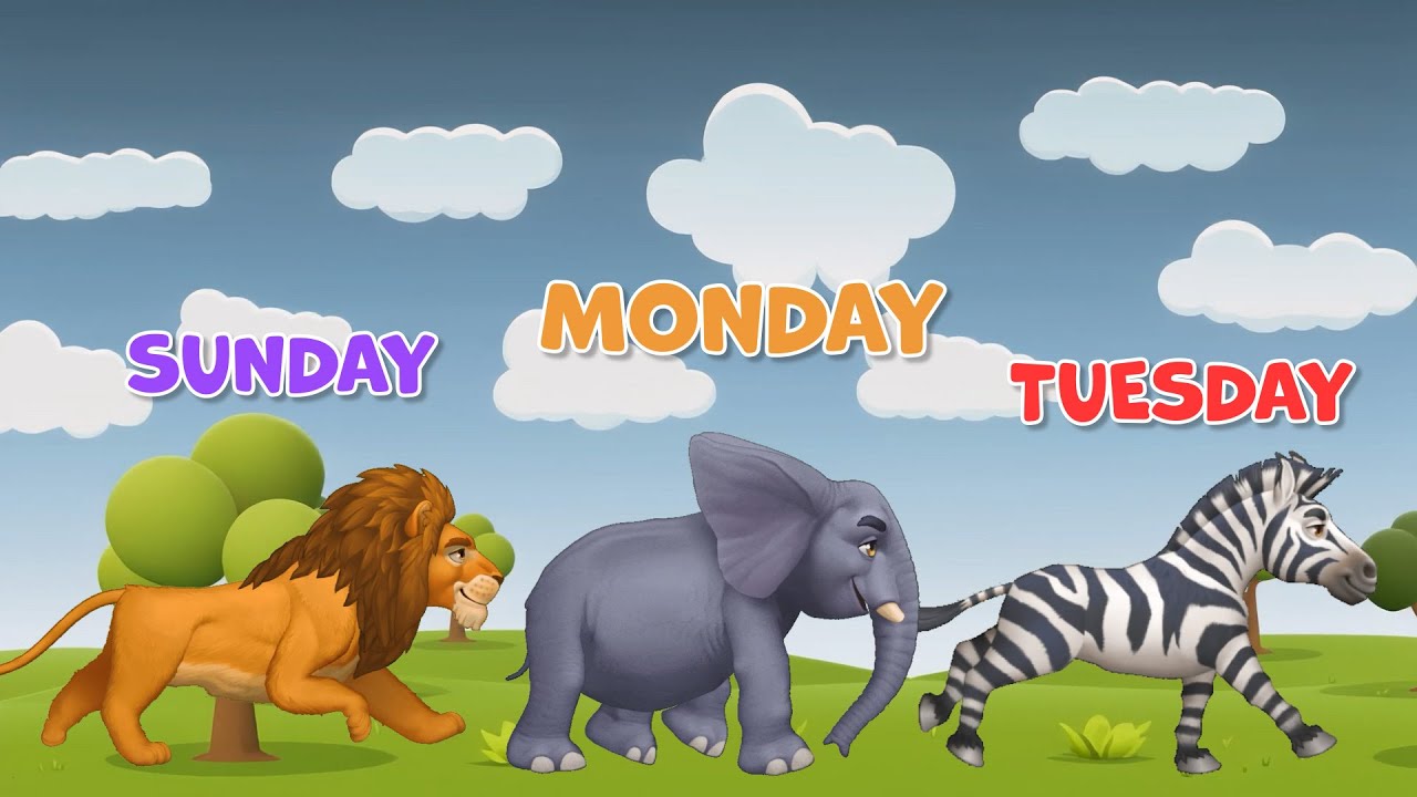 Safari Days of Week Song for Kids | Sunday to Saturday Animal Sounds ...