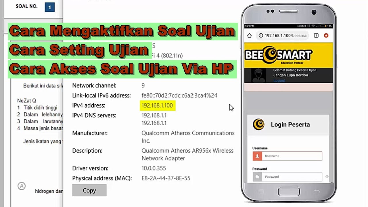 Tutorial Mengaktifkan Soal Ujian, Setting Ujian, dan Akses Ujian Via HP (BeeSmart) - YouTube