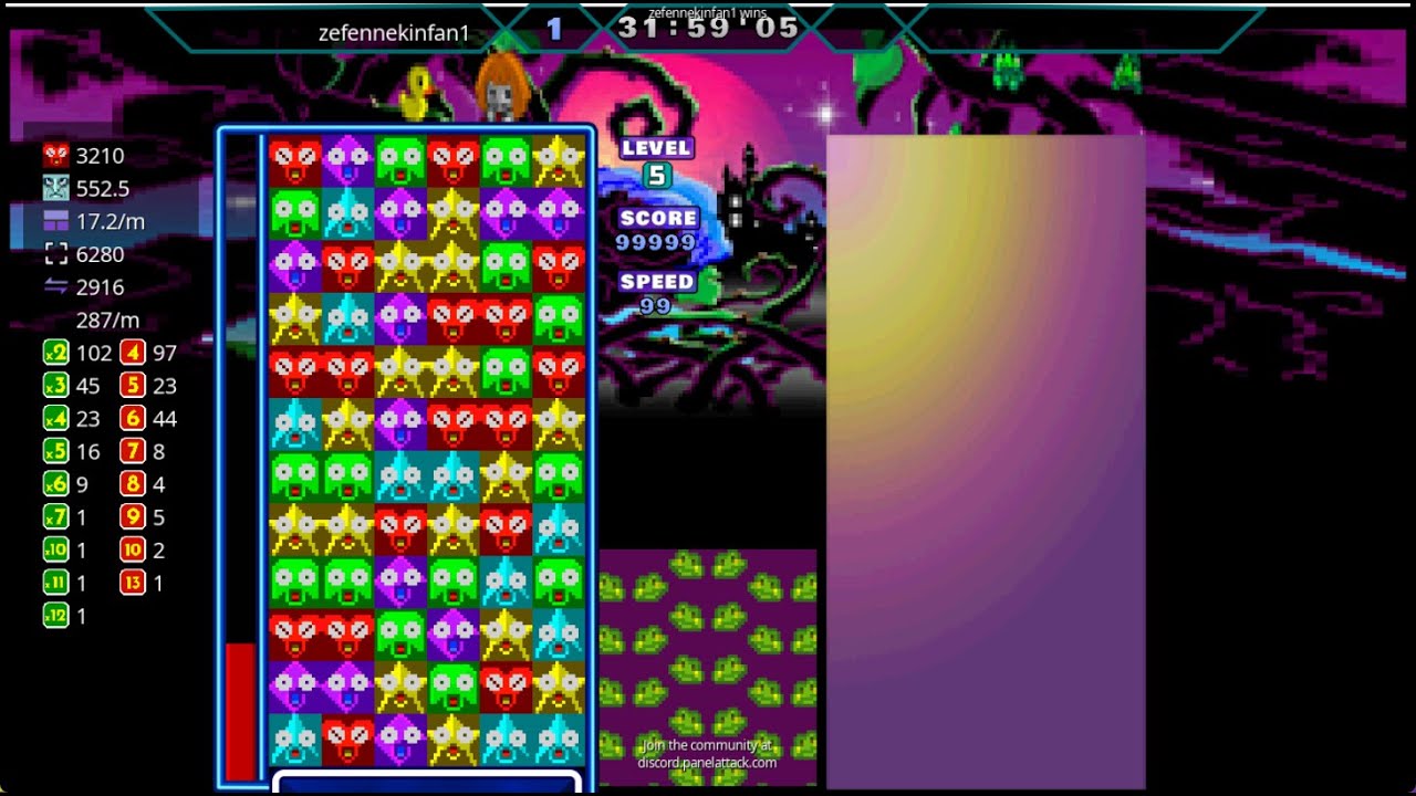 Panel Attack - Endless Mode 99999 pts under 32 minutes - YouTube