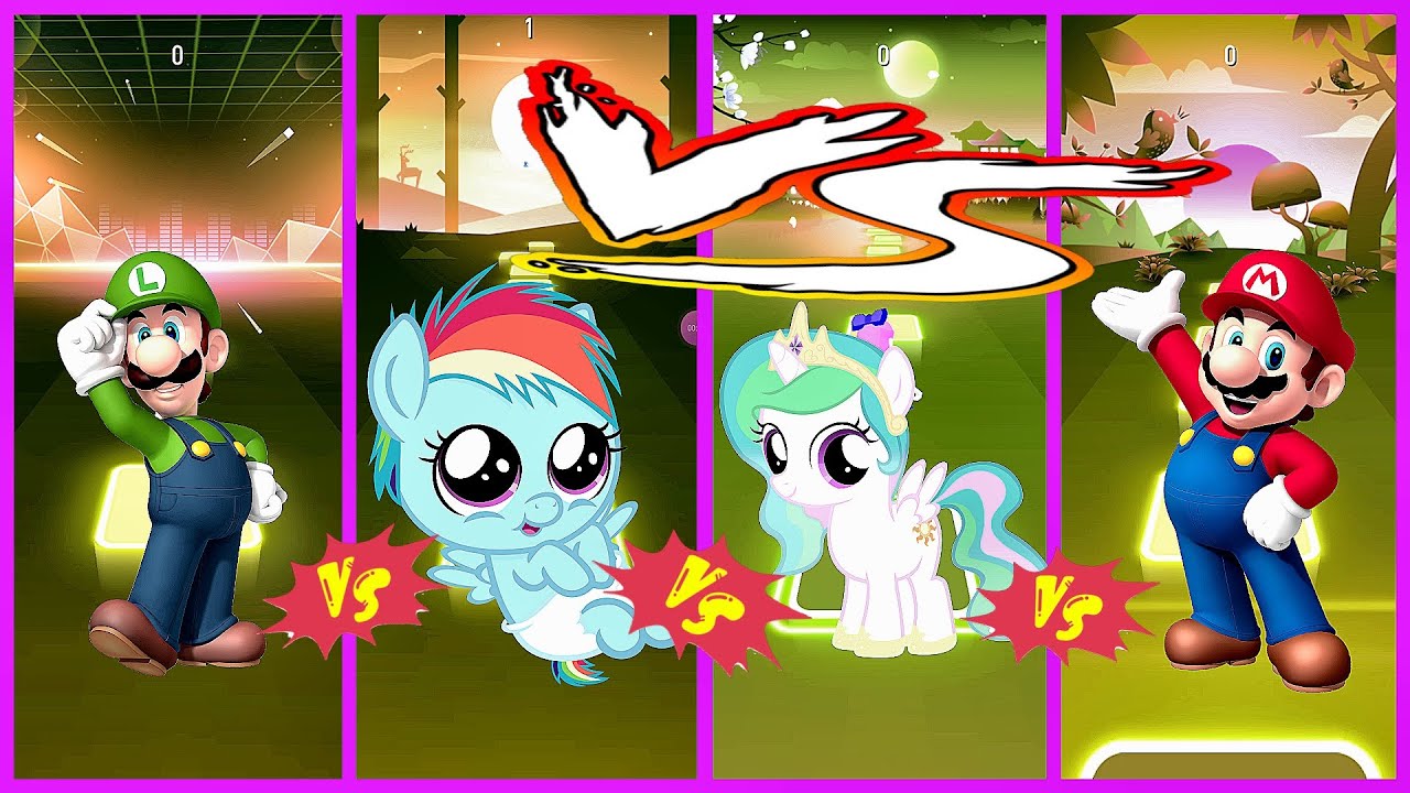 Super Mario Bros VS My lettle pony Game Tiles Hop - YouTube