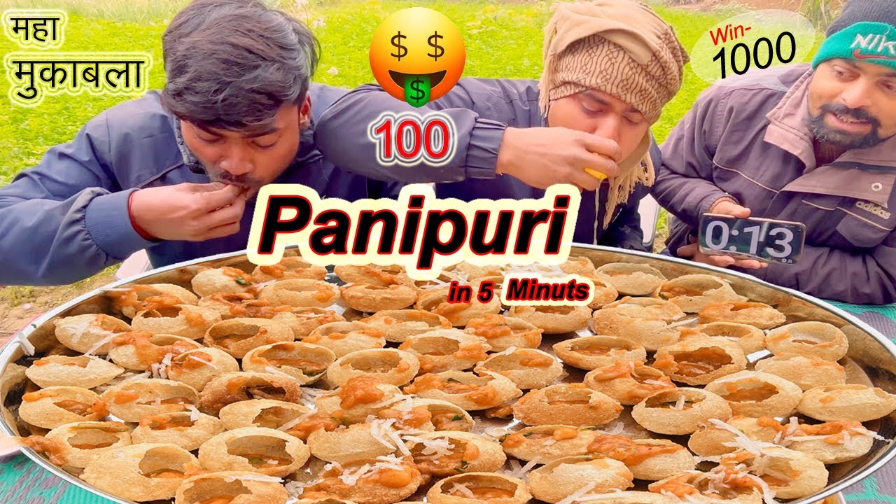 😱100 PANIPURI in 5 minuts😱 Spicy & Tasty Golgappa eating challenge ...