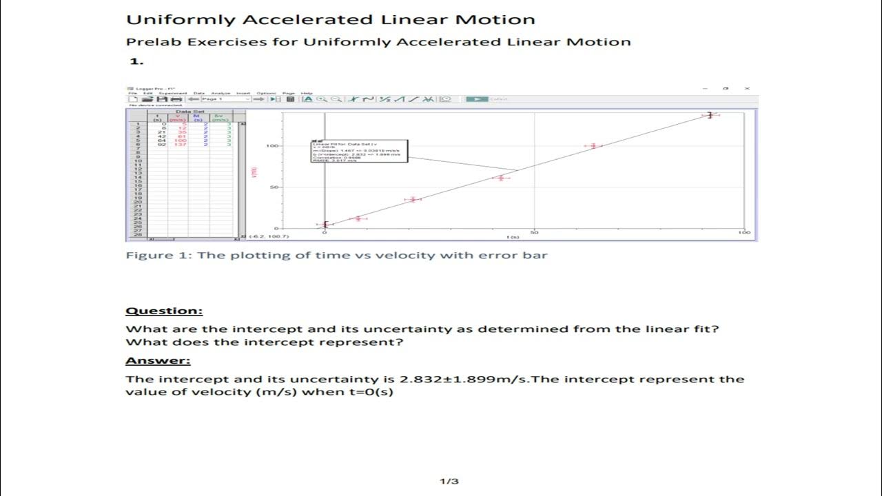 Physics 2-Prelab Exercises Uniformly Accelerated Linear Motion - YouTube