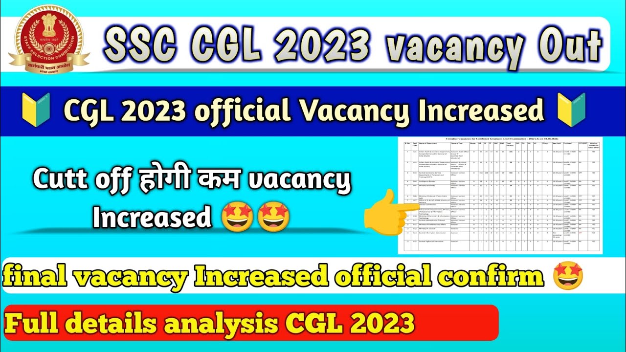 ssc cgl 2023 official vacancy increased 👍| final vacancy out| cgl ...