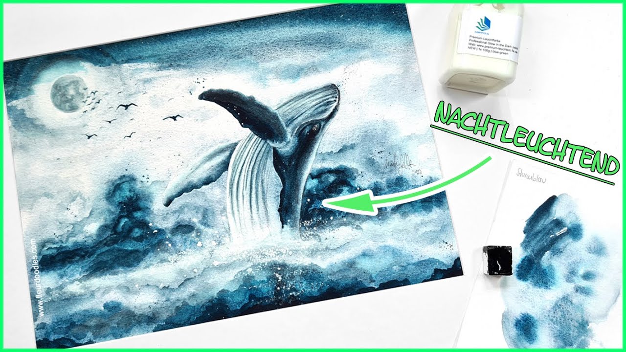 Wal in Aquarell malen mit handgemachter Aquarellfarbe ASMR, Anfänger ...
