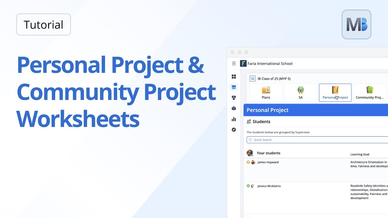 ManageBac | Personal Project & Community Project Worksheets - YouTube