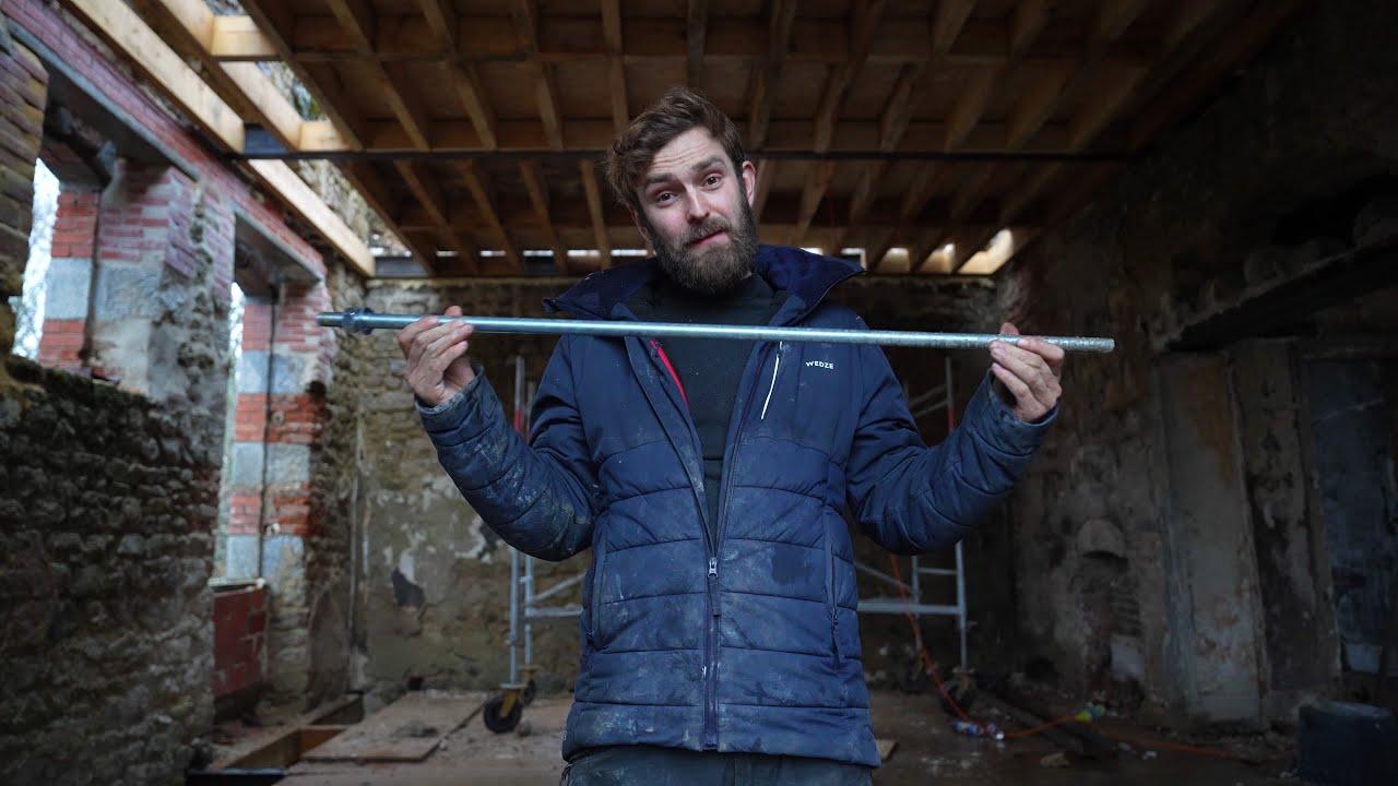 Securing and pinning the steel to the chateau wall. - YouTube