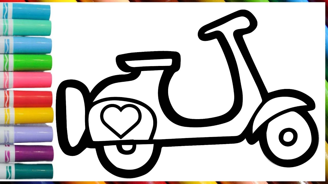 Scooter Drawing ,Coloring and painting for kids & Toddlers_ How to draw ...