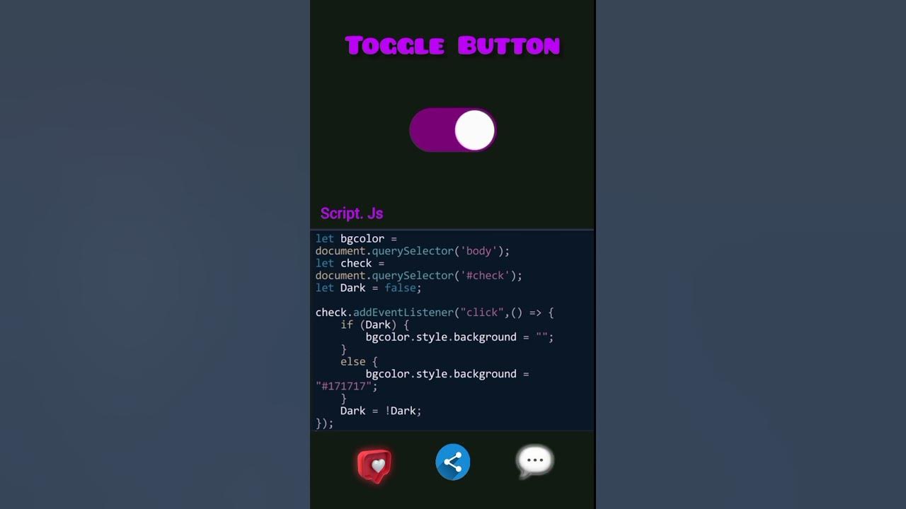 Toggle button using simple java script #coders #coding #fullstackdevelopercoursewithplacement ...