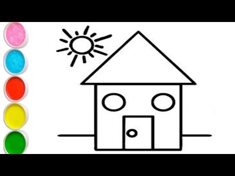 How to Draw House from Shape | Step by step Easy House Drawing for kids ...