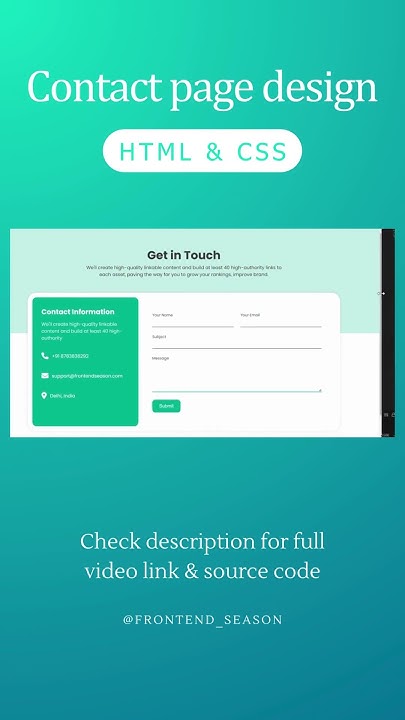 Effortless Contact Page Design with HTML & CSS | DIY Web Development Tutorial #css #cssworld # ...