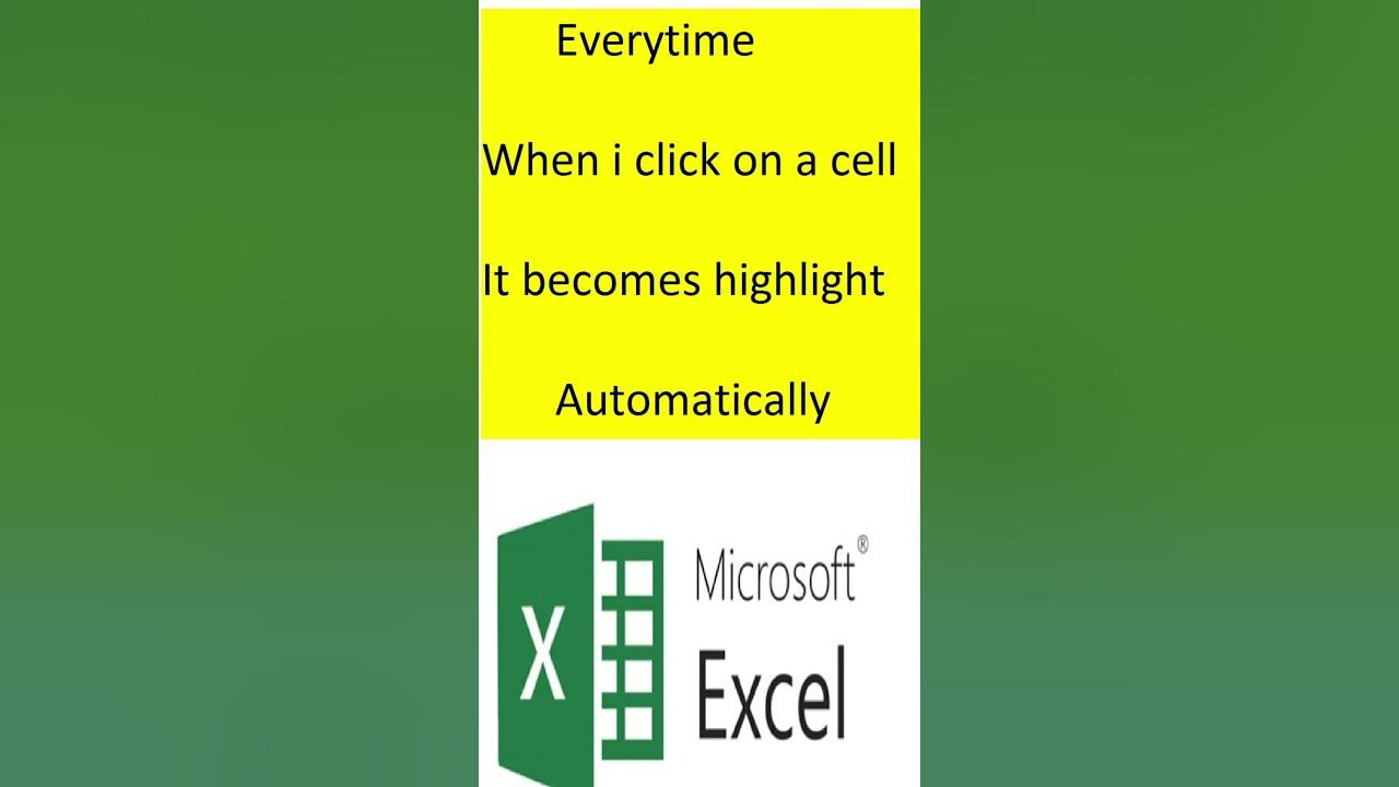 Highlight Active Cell in excel | Highlight Cells Automatically | excel tips and tricks - YouTube