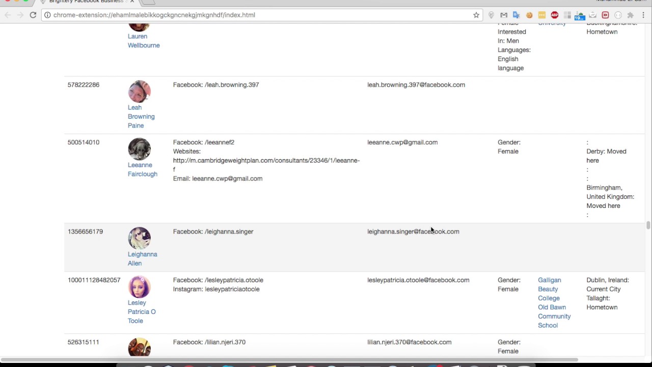 Brightery Facebook Profiles Scraper getting real and Facebook emails - YouTube