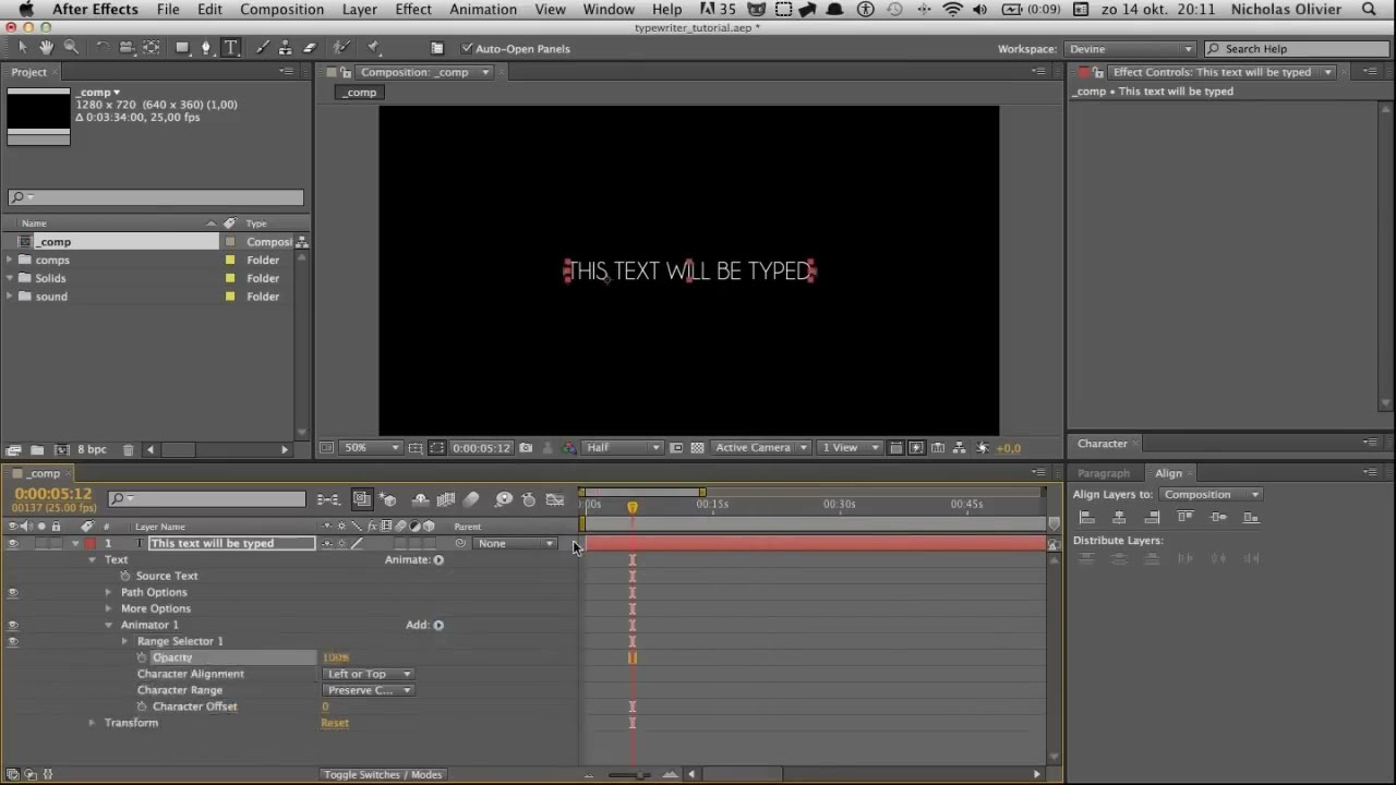 Adobe After Effects Tutorial Typewriter Effect Without Expressions