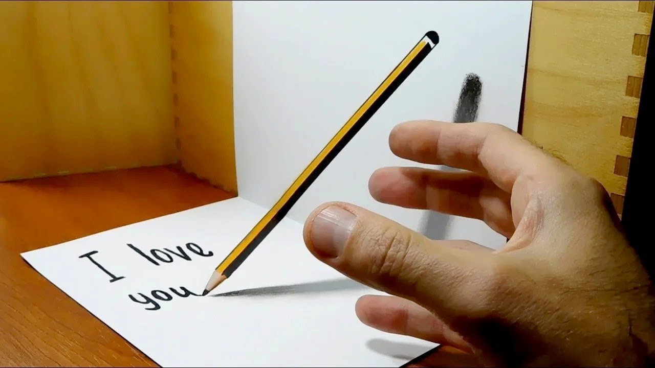 I love you How to Draw a Magic Pencil 3D Trick Art Optical Illusion ...