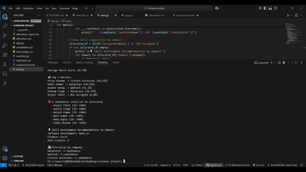AI smart internship allocator engine - YouTube
