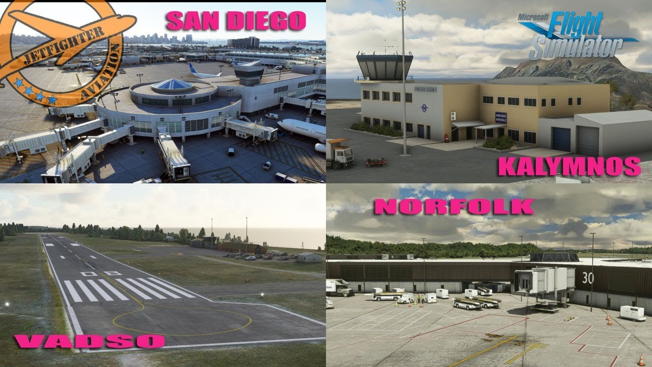 Msfs 2020 New Scenery San Diego Norfolk Kalymnos Vadso Youtube