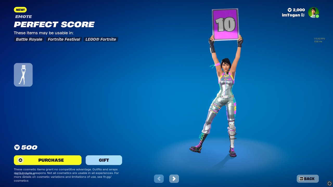 Perfect Score emote bekerült a Shopba - YouTube