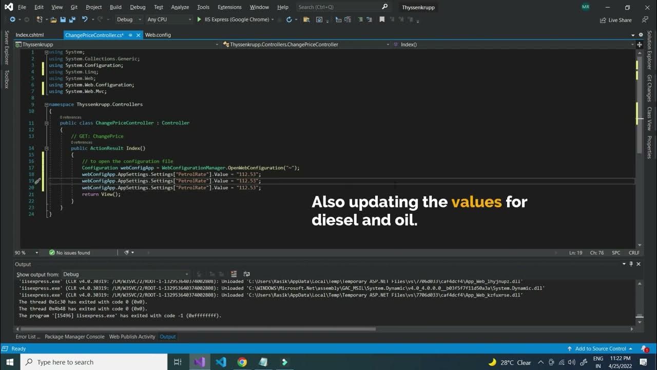 Update web.config appsettings programmatically c#. - YouTube