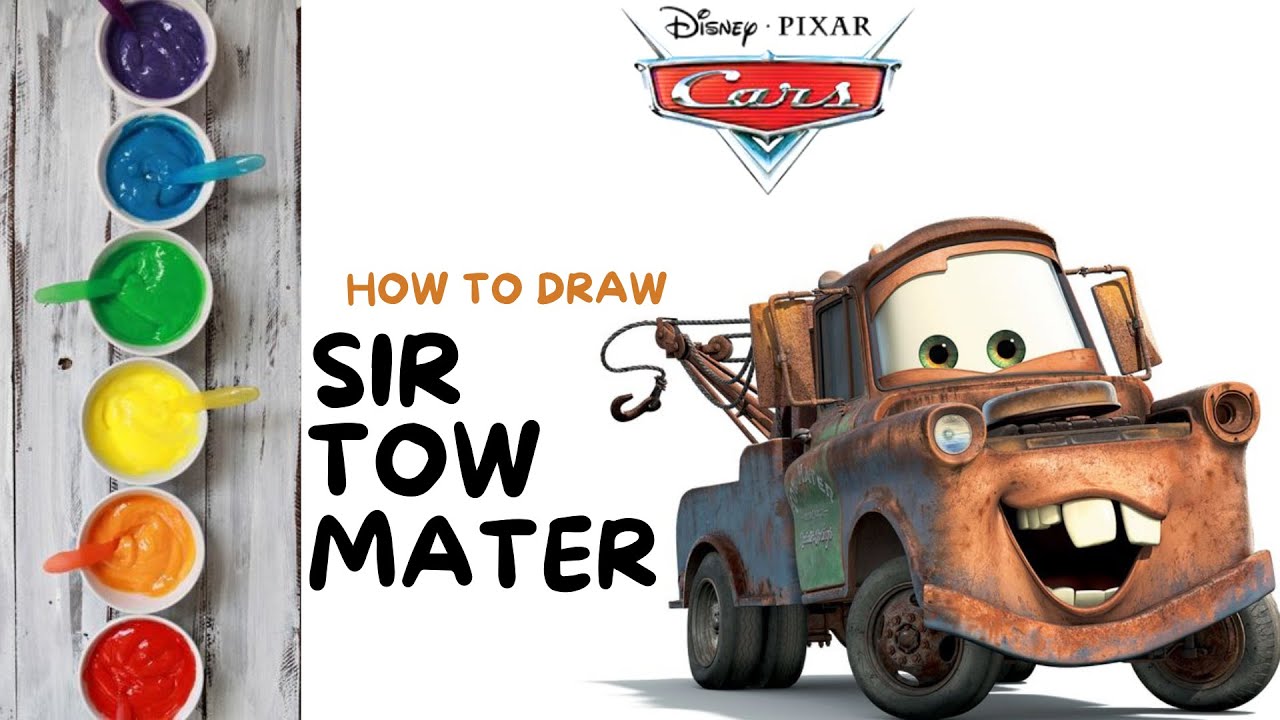 Draw Car | Tow Mater | Colouring Pages for Kids | #cars #mcqueen # ...