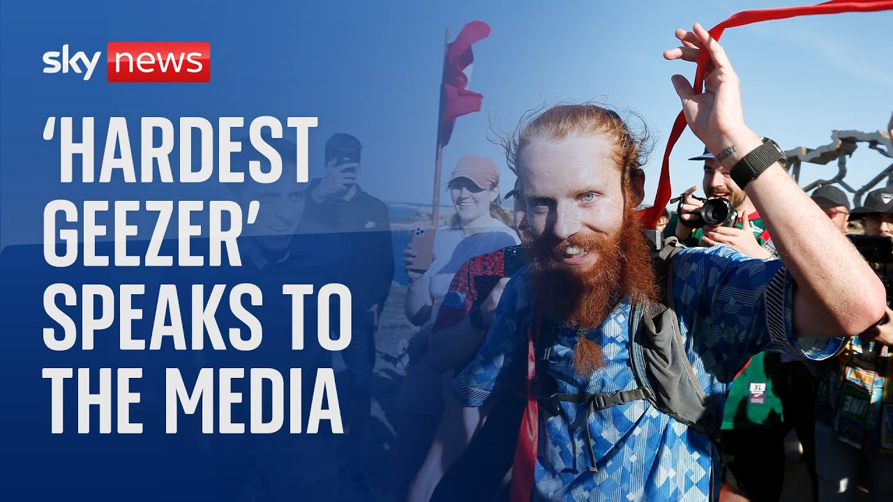 'Hardest Geezer' Russ Cook speaks to the media after record-breaking ...