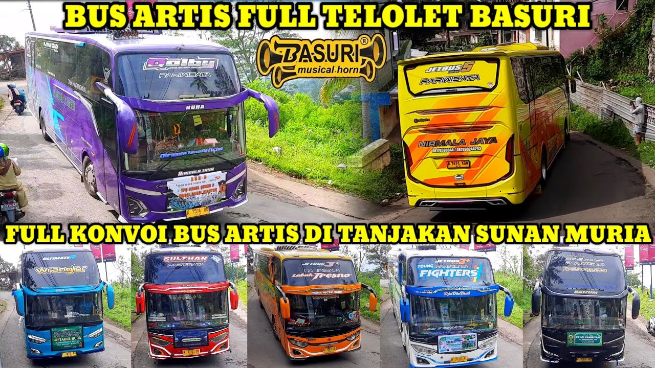KONVOI BUS ARTIS NIRMALA JAYA, FITRI TRANS, ARRAYA TRANS, GANESA TRANS, DEFA TRANS DI TANJAKAN ...