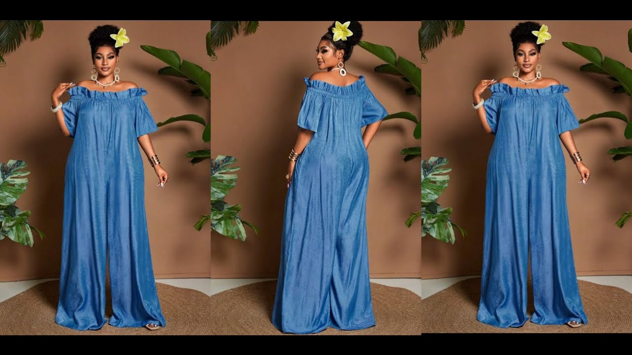 How To Cut And Sew An Off The Shoulder Jumpsuit/:Bubu Jumpsuit - YouTube