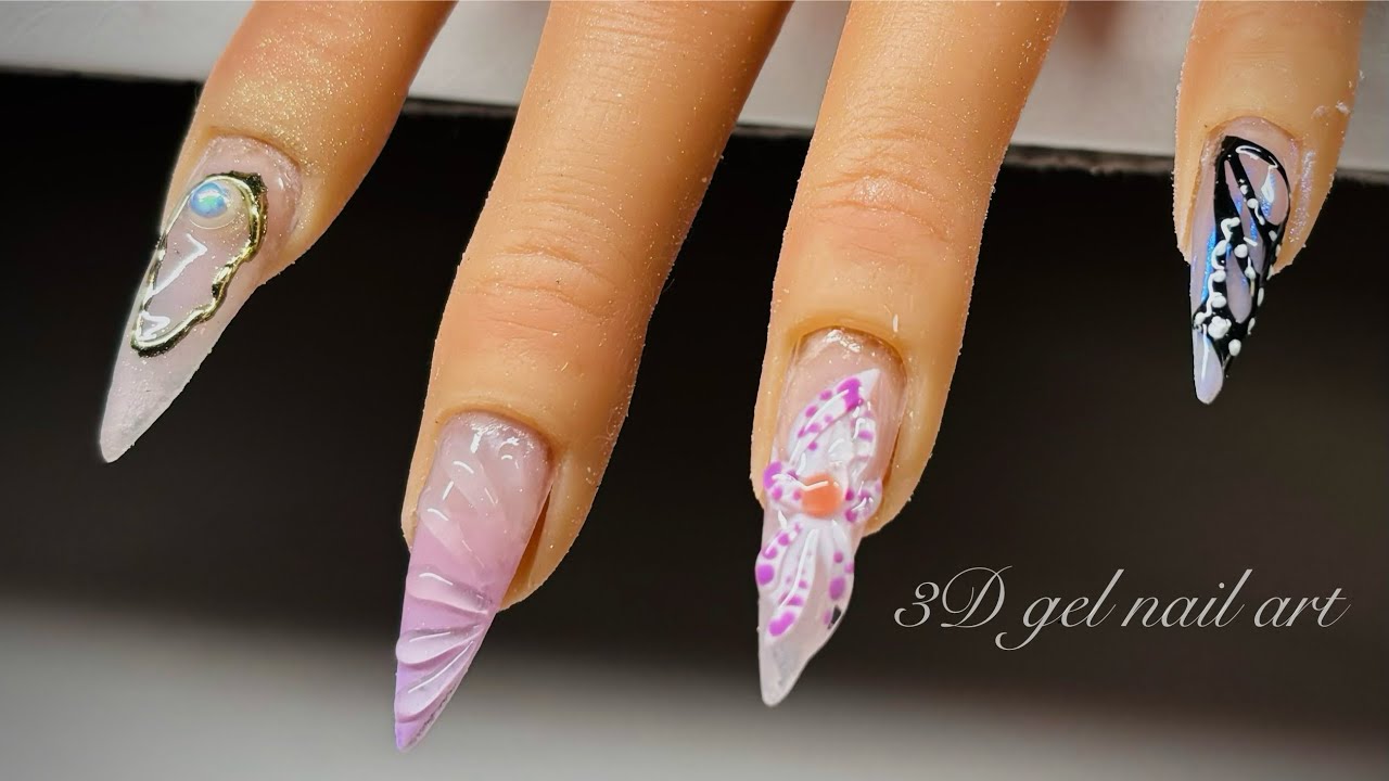 Beginner Friendly 3D Gel Nail Art 🎨🦋 | Acrylic Nails | Nails at Home ...