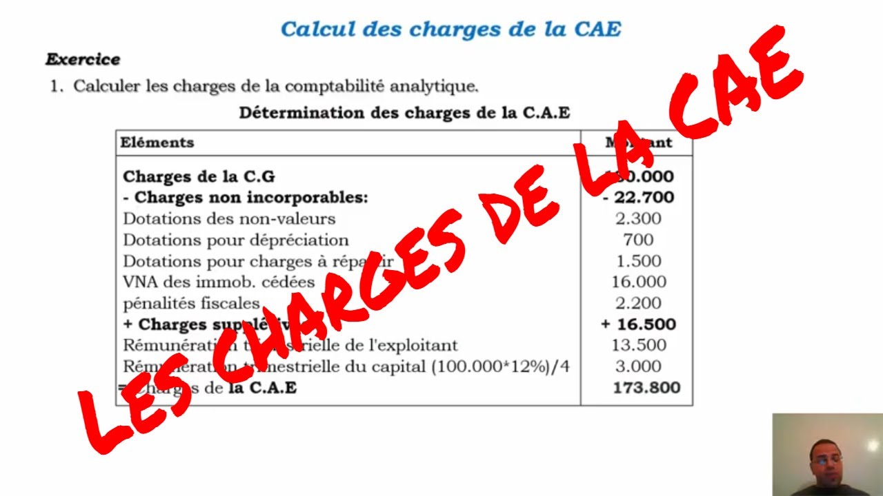 les charges de la comptabilité analytique d'exploitation avec exercices ...