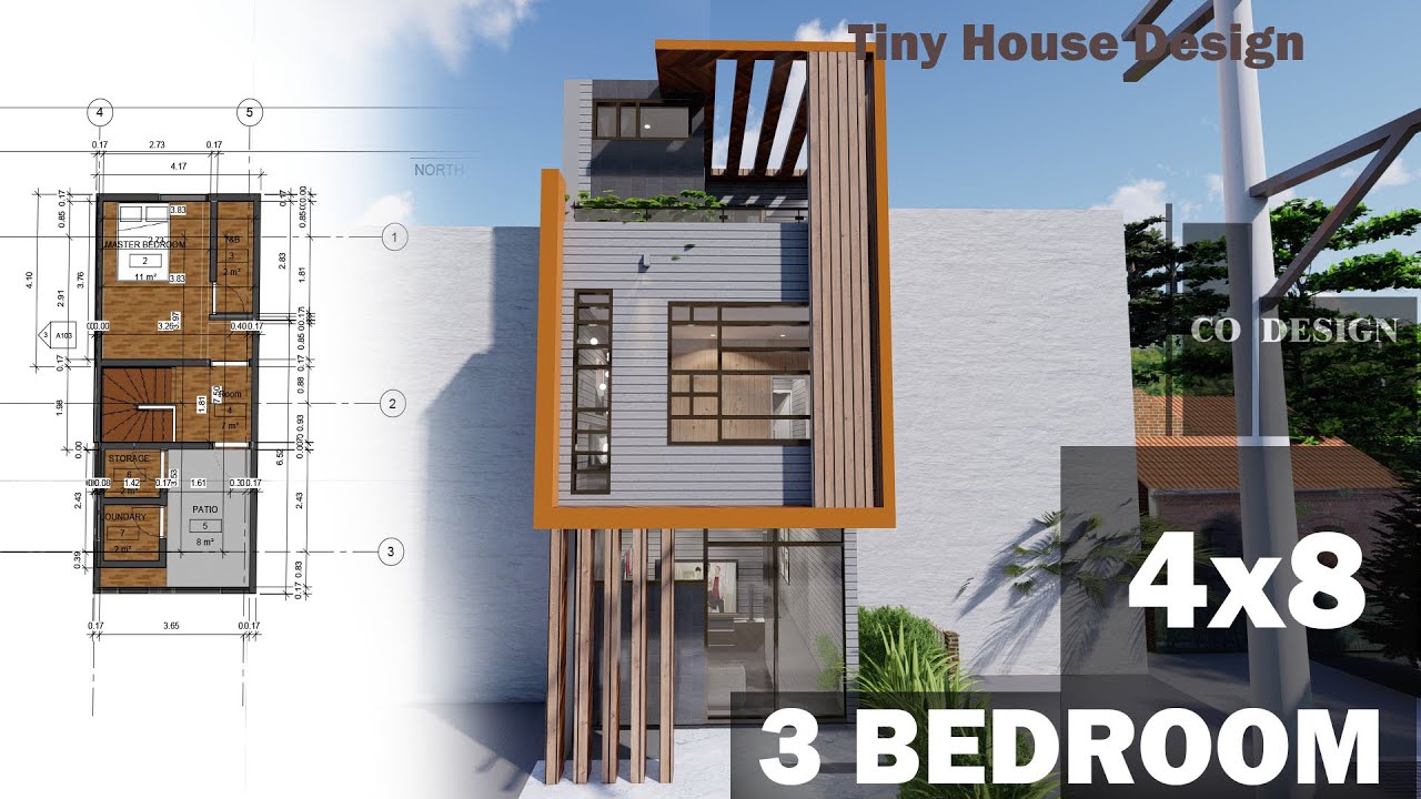 4x8 small 2story house exterior and interior design. takes at least 22k ...