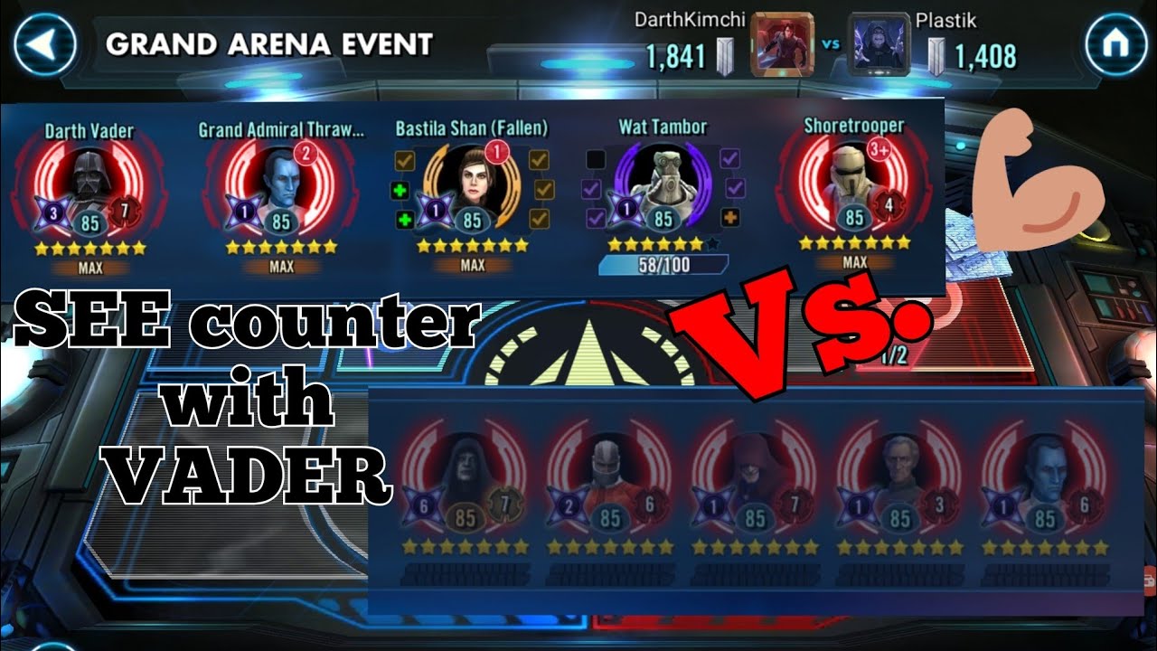 SWGOH - 5v5 Grand Arena SEE counter w/VADER - YouTube