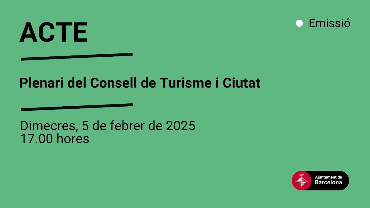 Plenari Consell de Turisme i Ciutat - YouTube