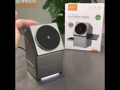 VIDVIE WLC1421: 3-IN-1 Touch Rotation Magnetic Wireless Charging Cube - YouTube