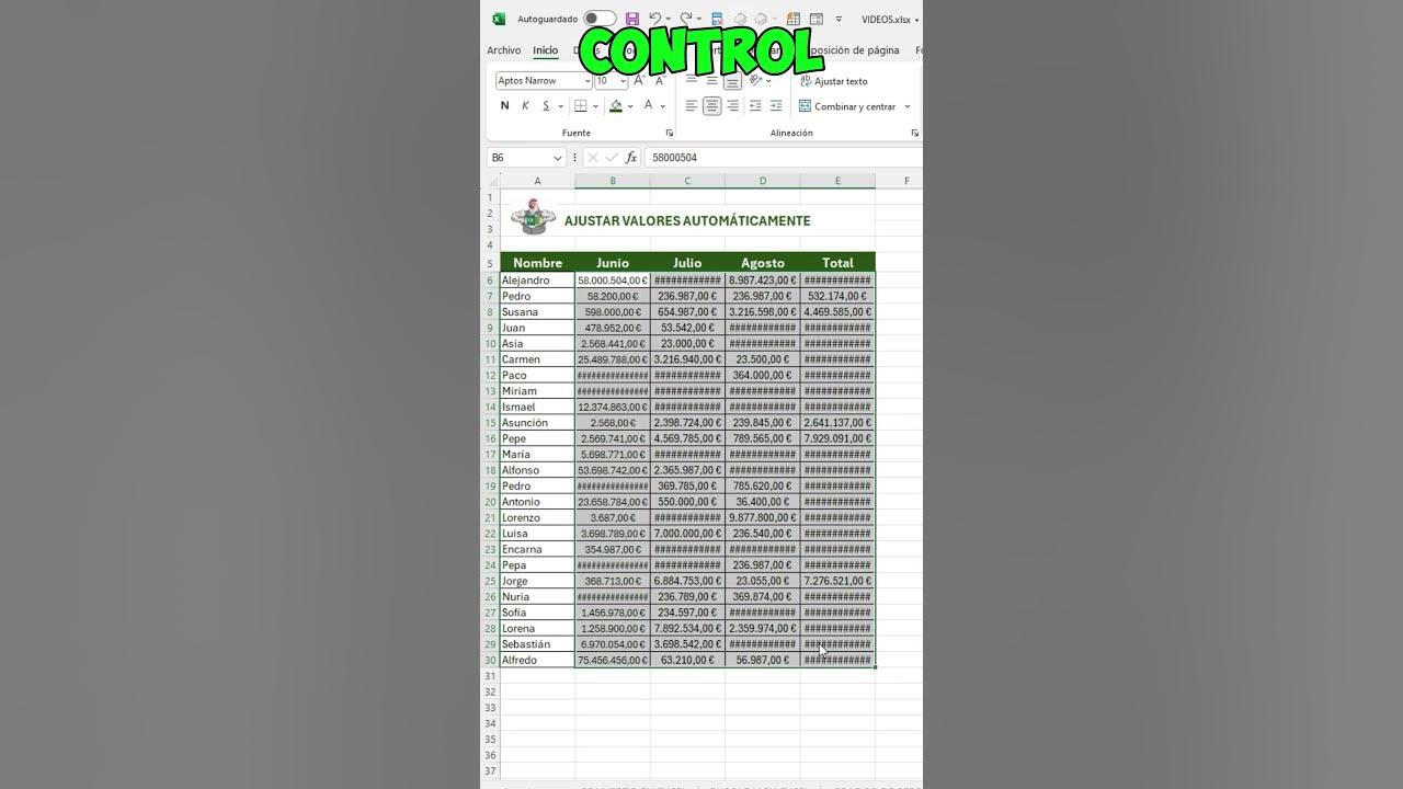 FORMATO PARA AJUSTAR DATOS AUTOMÁTICAMENTE en EXCEL #excel - YouTube