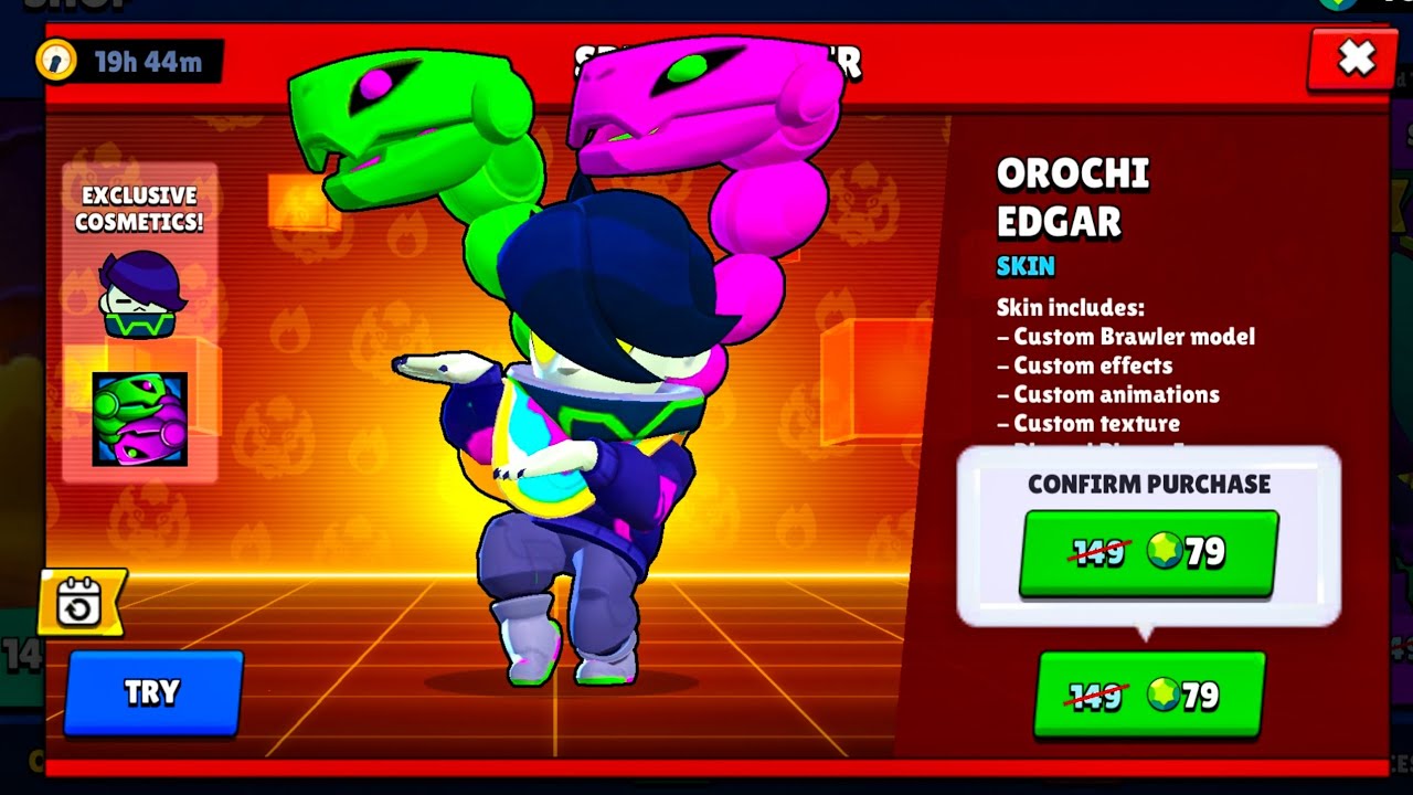 Brawl Stars Lunar Skin Orochi Edgar - YouTube