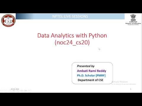 Live session 1: Data Analytics with Python (noc24_cs20) | NPTEL | PMRF TAship| Data Analysis ...