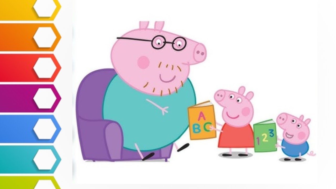 dad peppa pig🐷l father peppa pig drawing l colorful 💛💚💙💜drawing for ...
