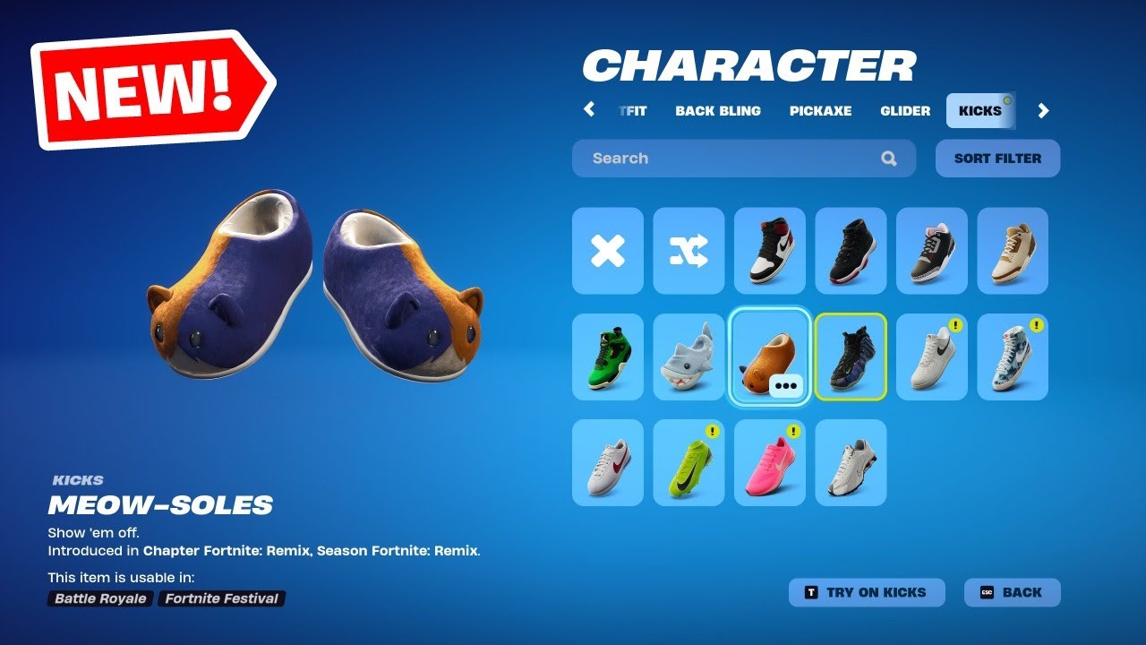 All New Kicks in Fortnite (Meow-Soles, Soccer Cleats, Air Force 1, More ...