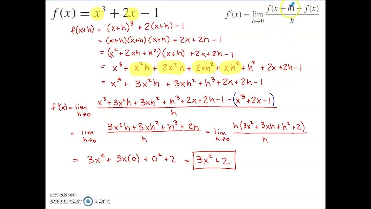 Definition of Derivative - Cubic Function - YouTube