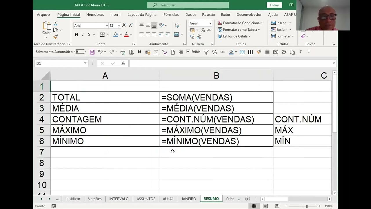 Mostrar Fórmulas Aula1 Excel Intermediário Trim Youtube