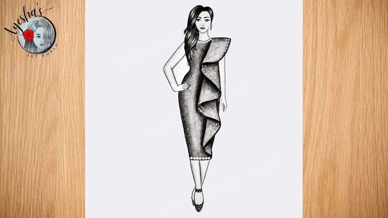 How to Draw Fashion Girl || Pencil Sketch of a Girl with Fashion Dress ...