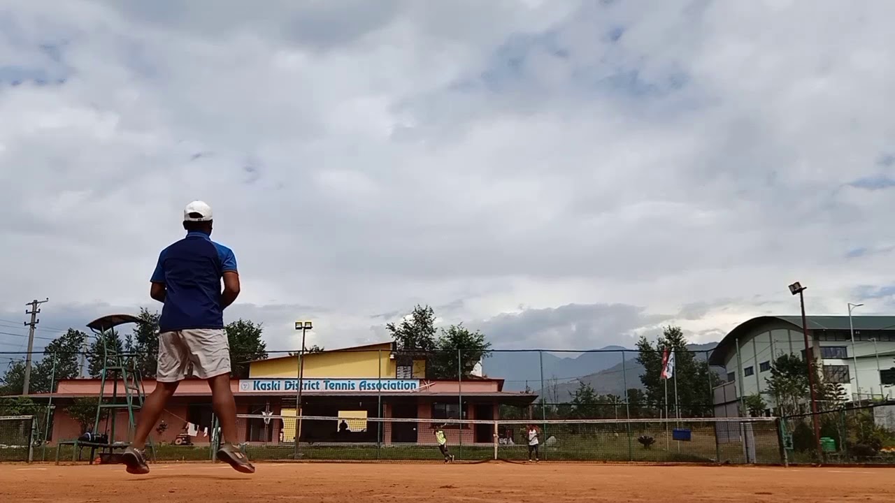 Niraj Gurung playing lawn tennis with ATF junior Champ Saugat khadka and Bishnu Nepali # ...