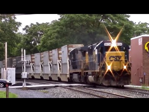 CSX 8634 SD50 Leading Double Stack Trash Train in Gaithersburg, MD - YouTube