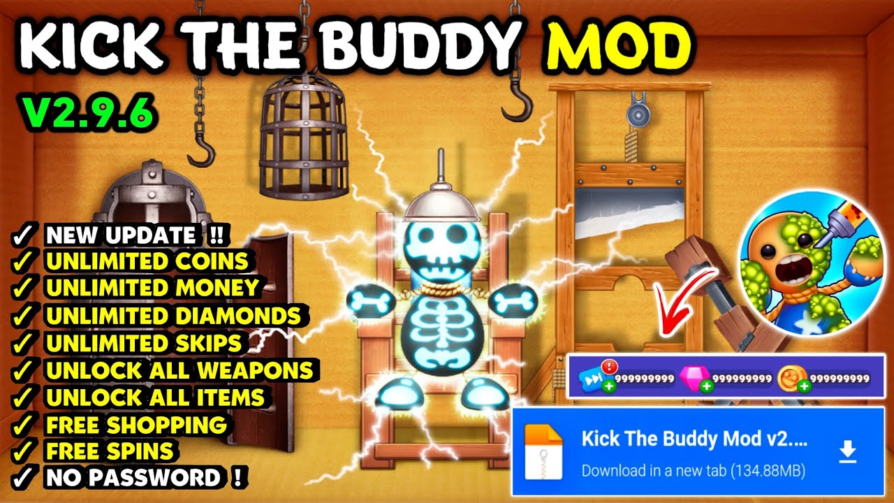 Kick The Buddy Mod Apk v2.9.6 | Unlimited Money & Unlock All Weapons ...