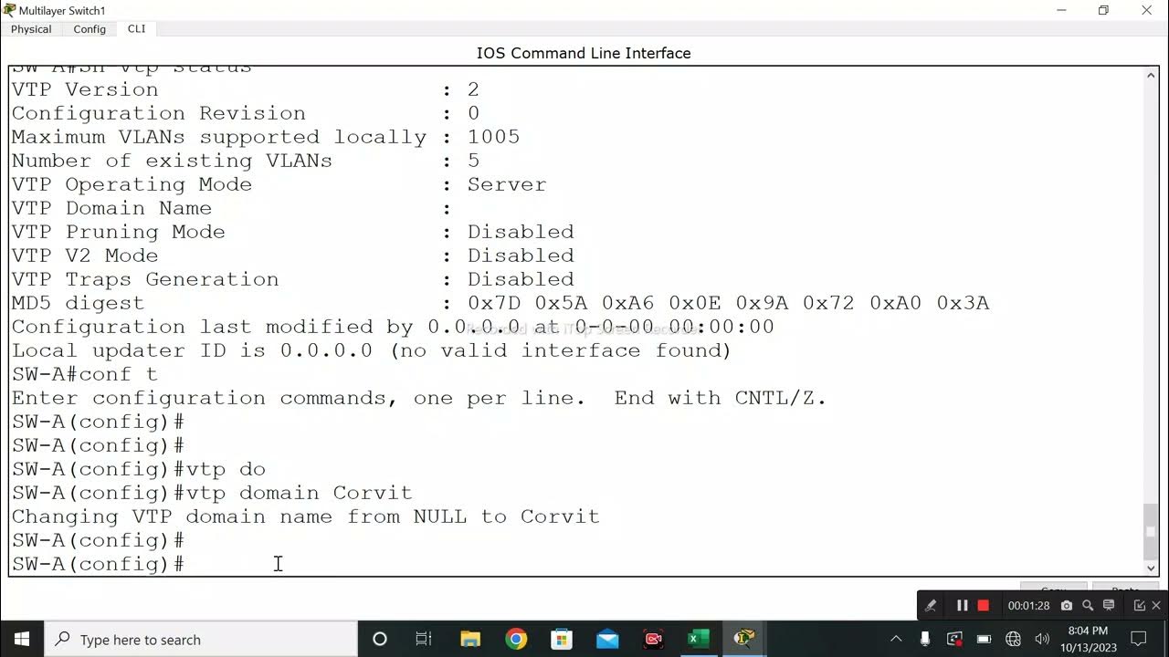 How To Configure Domain Name and Mode On Switch |CCNA LAB | Lecture 9 | - YouTube