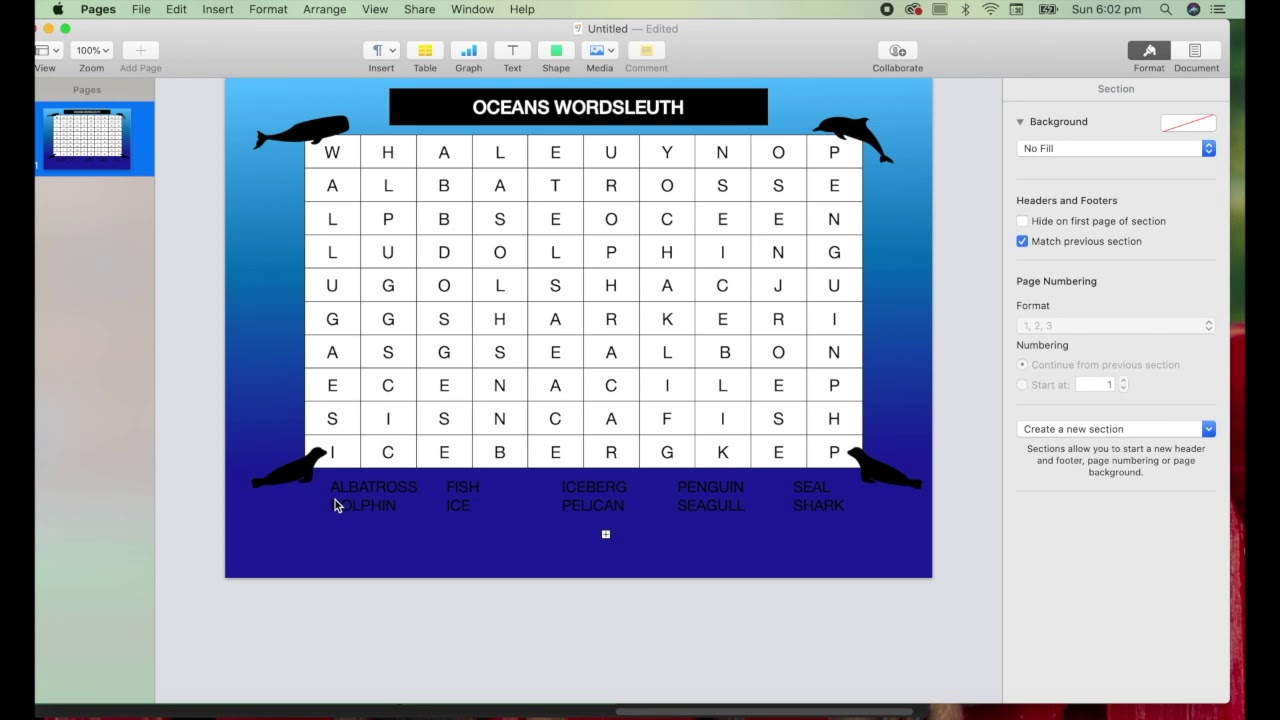 Creating a Word Sleuth in Pages - YouTube